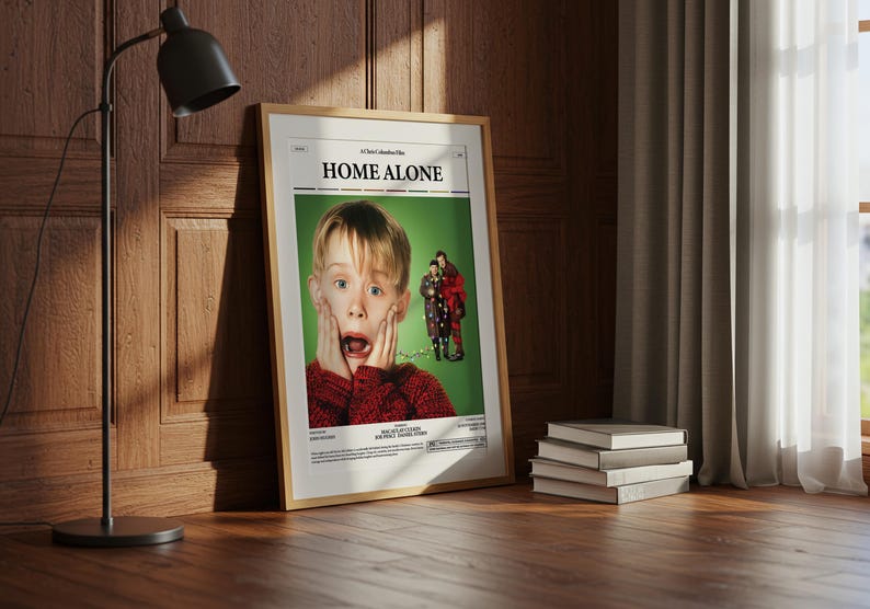 Home Alone Movie Poster, Macaulay Culkin Poster, Retro Film Print ...