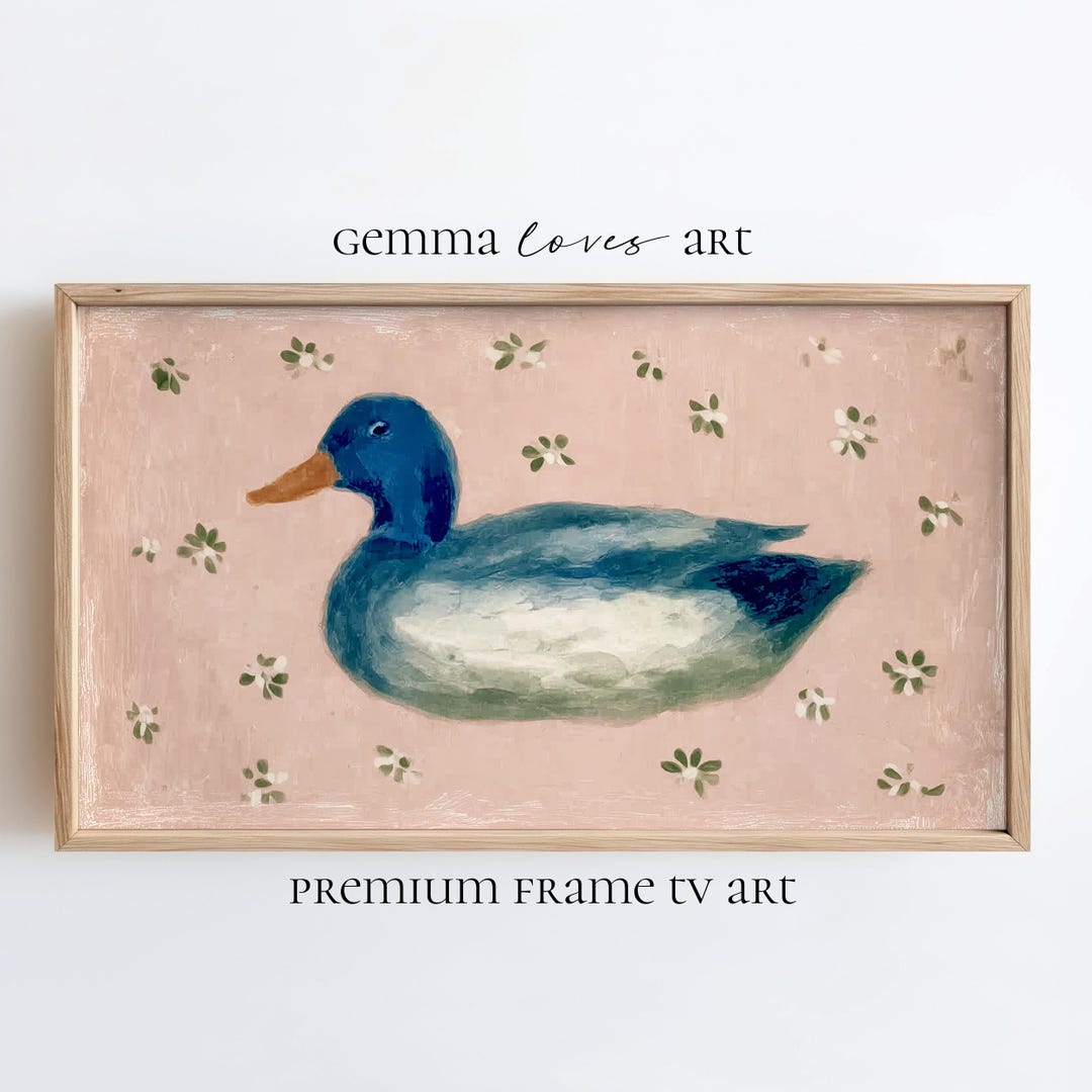 Duck Frame TV Art | Blue Mallard Digital Download, Nursery Room Art V62 ...