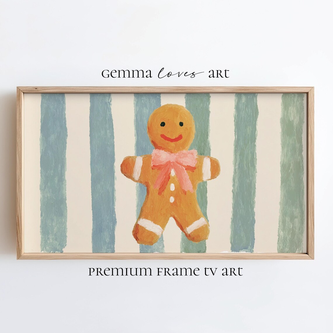 Gingerbread Frame TV Art, Christmas Neutral Winter Wall Art, Vintage ...