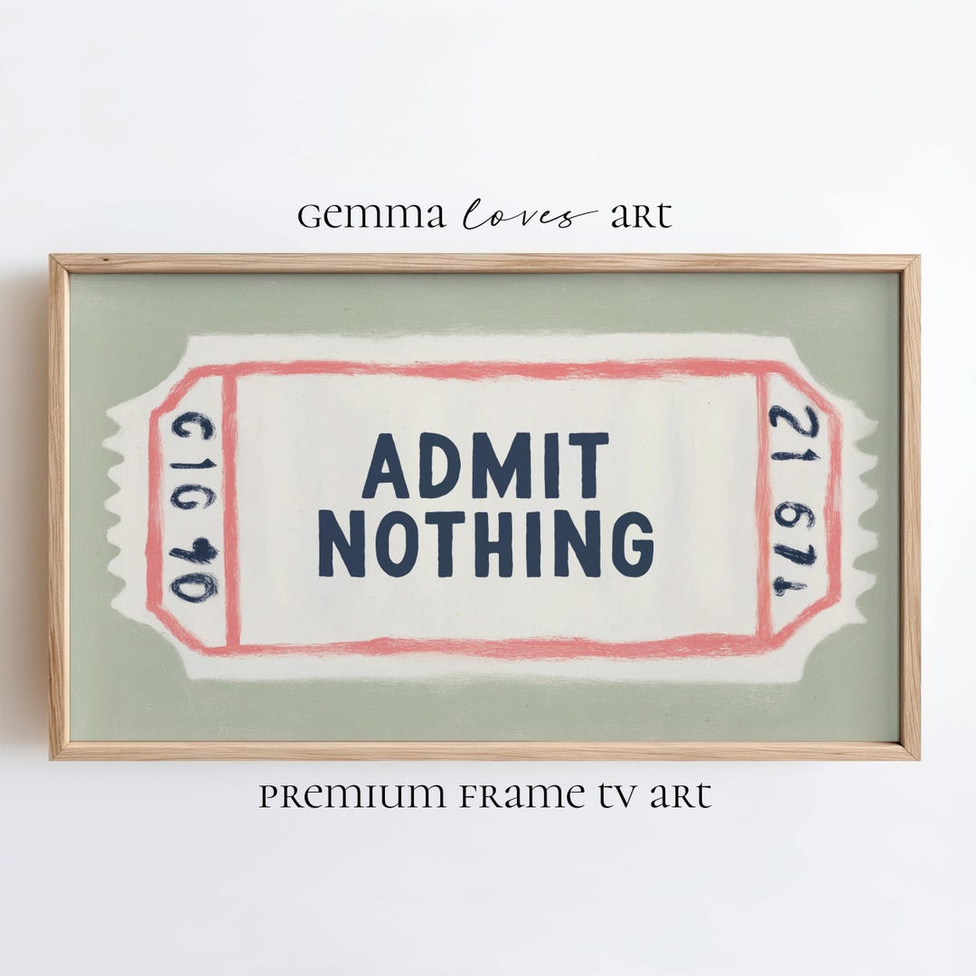 Funny 'admit Nothing' Ticket Print: Retro TV Art (digital Download ...