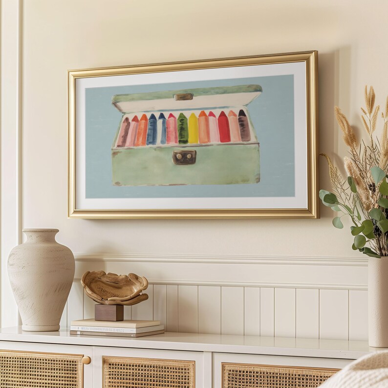 Crayon Box Frame TV Art: Vintage School Pastel Chalkboard (digital ...