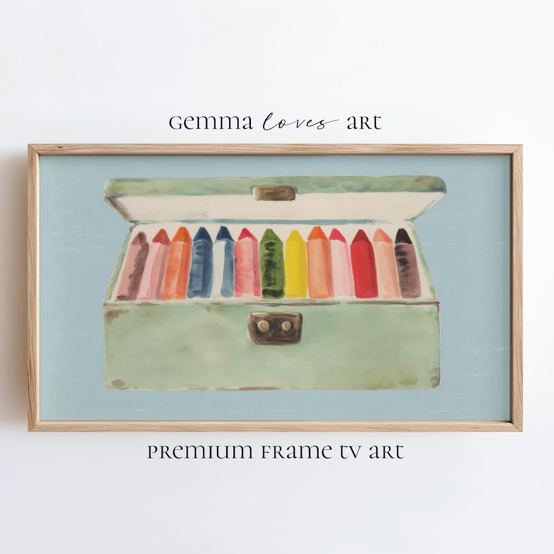 Crayon Box Frame TV Art: Vintage School Pastel Chalkboard (digital ...