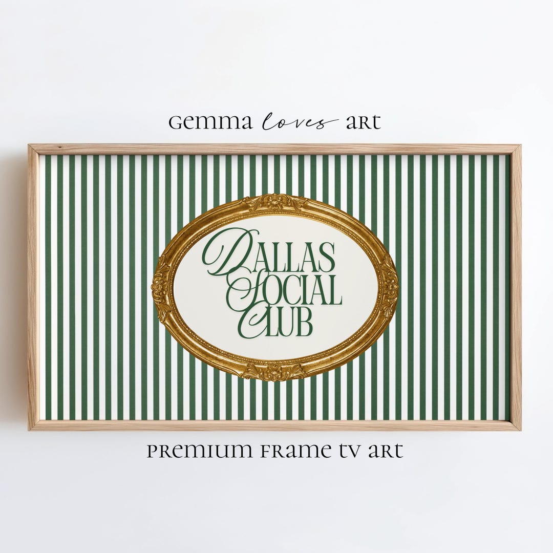 Green Striped Retro TV Art: Dallas Social Club Decor (digital Download ...
