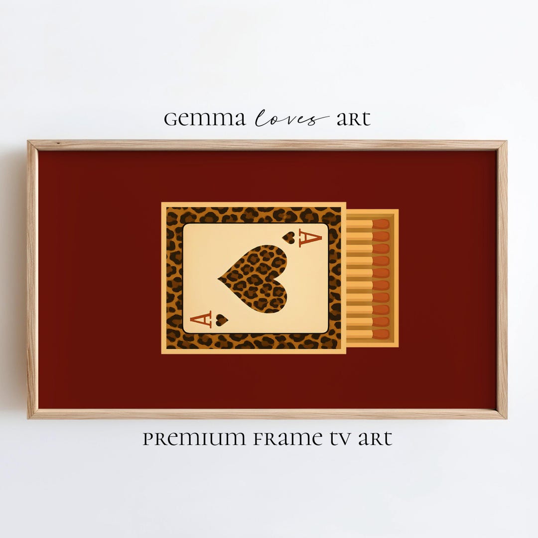 Leopard Heart Ace Playing Card Frame TV Art (digital PNG) - Etsy
