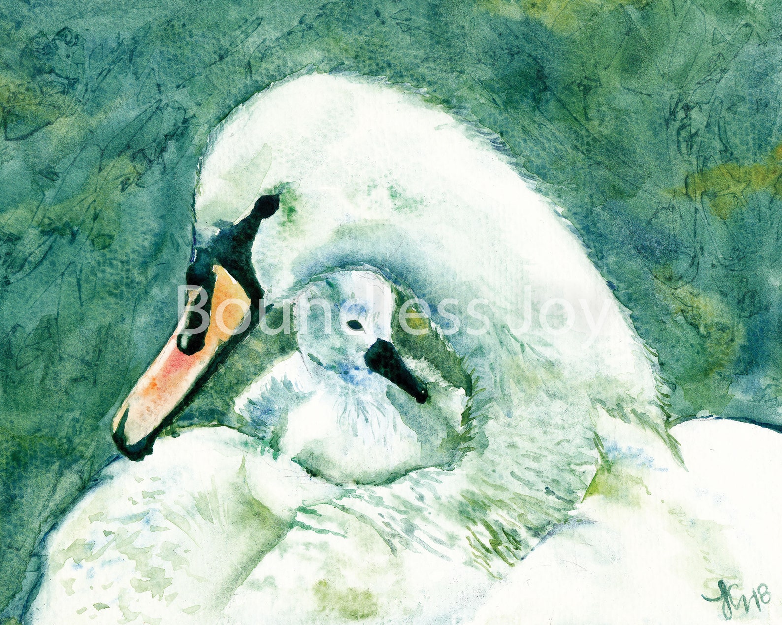 Printable Swan Watercolor Art Print Digital Download Swan Watercolor ...
