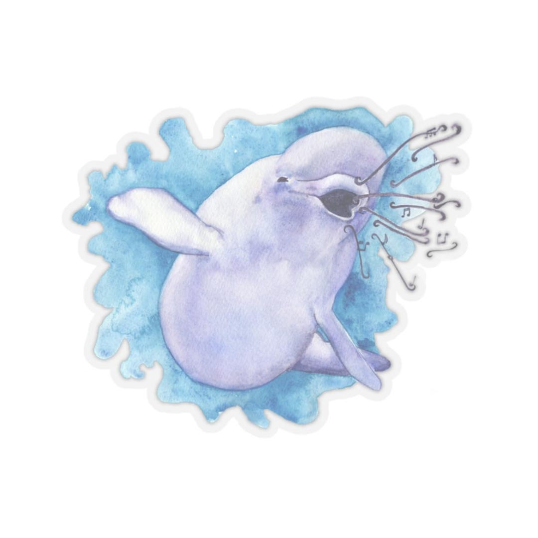 Baby Beluga Kiss-cut Sticker – Whale Lover Gift, Watercolor Whale - Etsy
