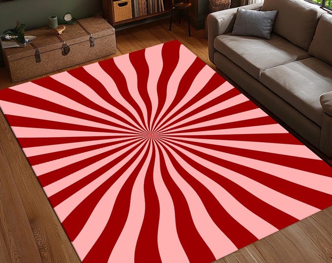 Pink and Red Striped Rug, Custom Rug, Wool Rug, 9x12 Dhurrie Rug, 8x10 ...