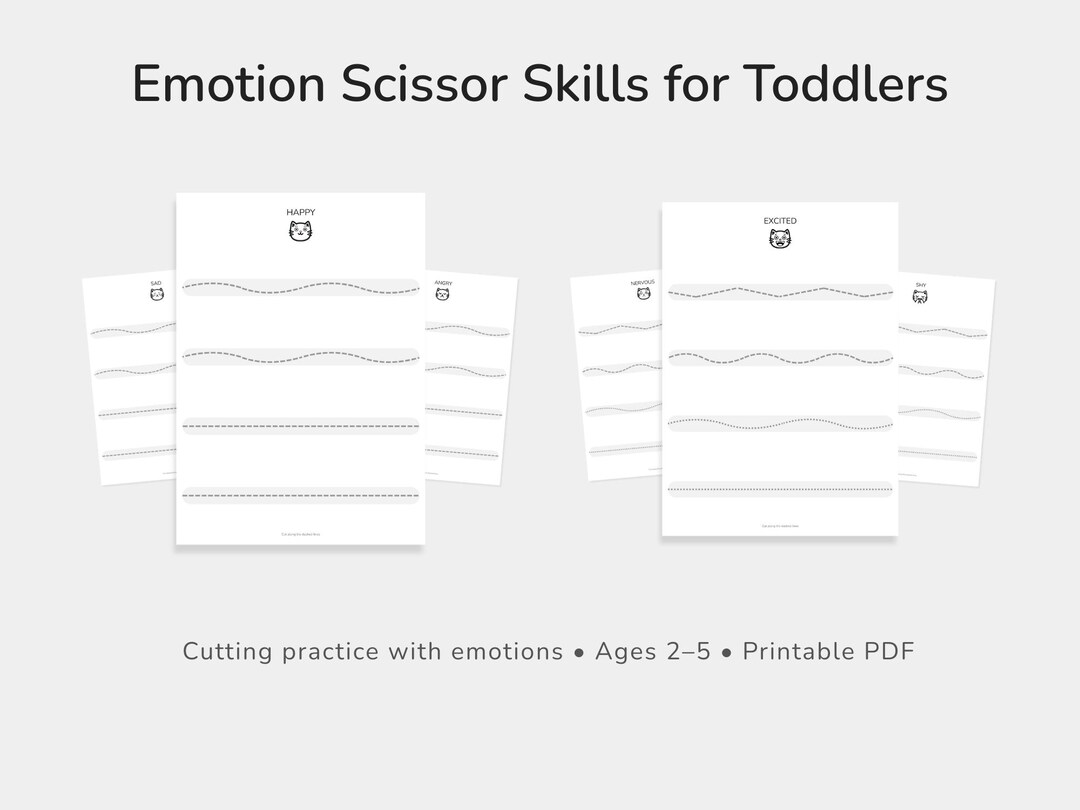 Emotion Scissor Skills for Toddlers | Cutting Practice Printable Ages 2 ...