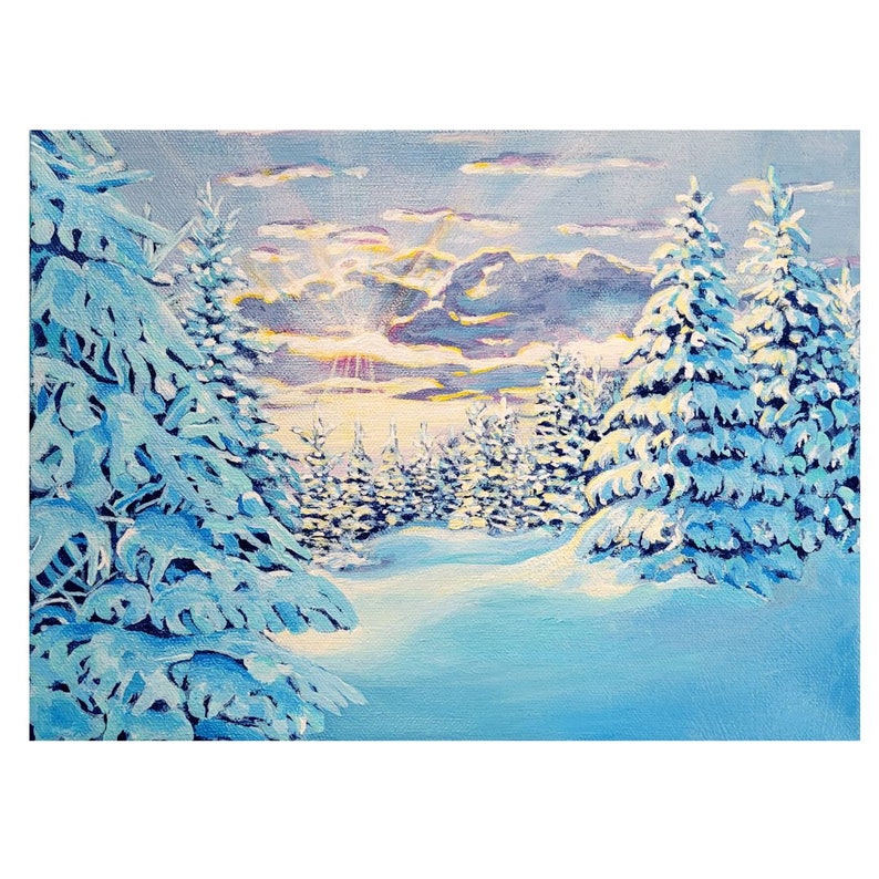 Original Winter Snow Acrylic Landscape Painting - Etsy Canada