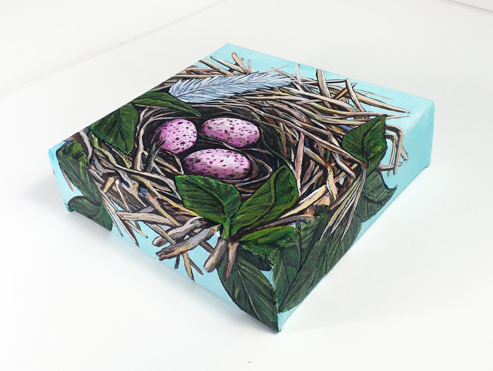 Original Birds Nest Egg Painting - 1 - Etsy