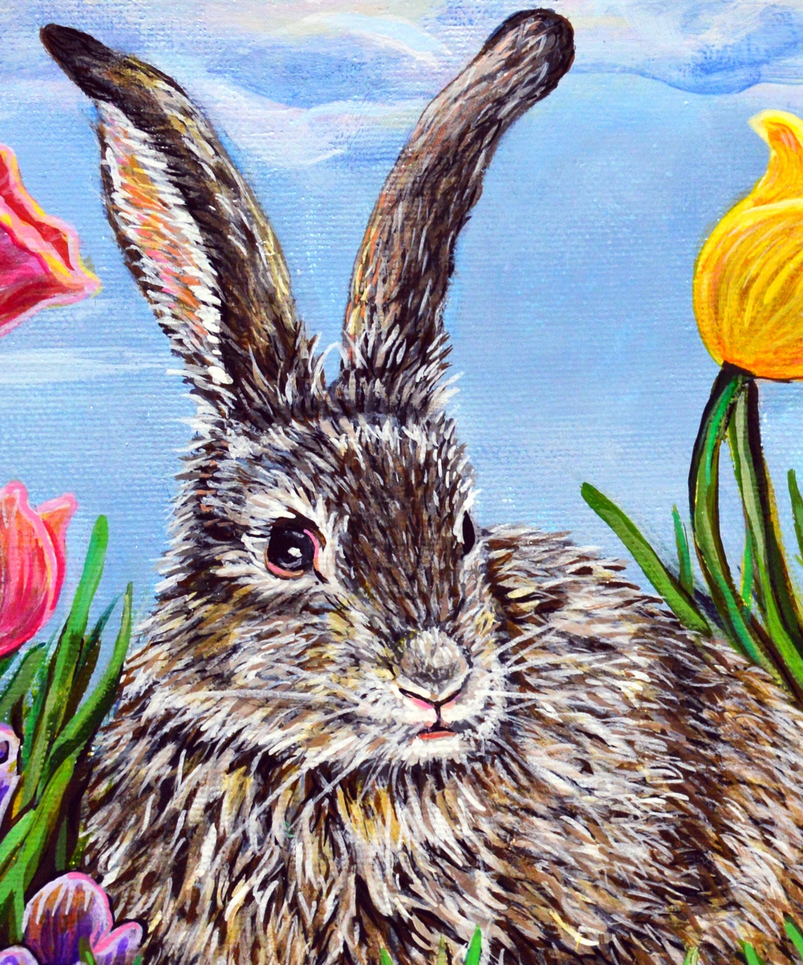 Bunny Rabbit Monarch Butterfly Acrylic Painting - Etsy