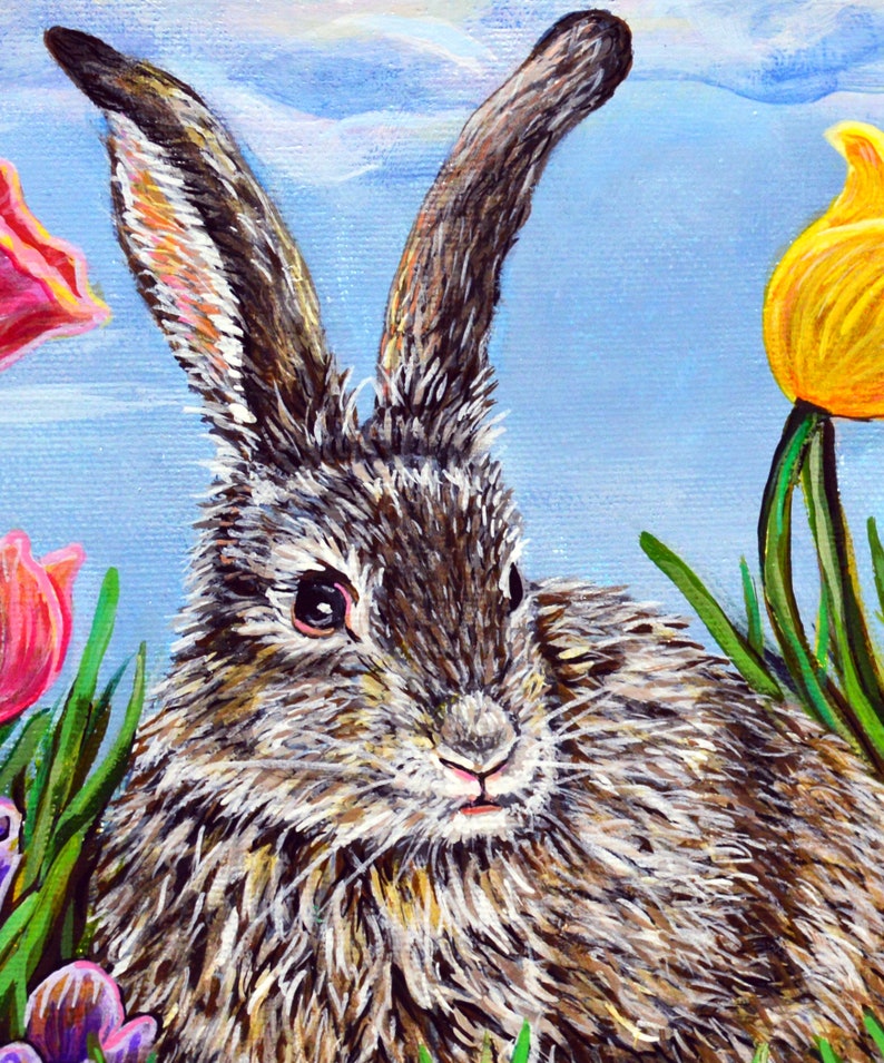 Bunny Rabbit Monarch Butterfly Acrylic Painting - Etsy