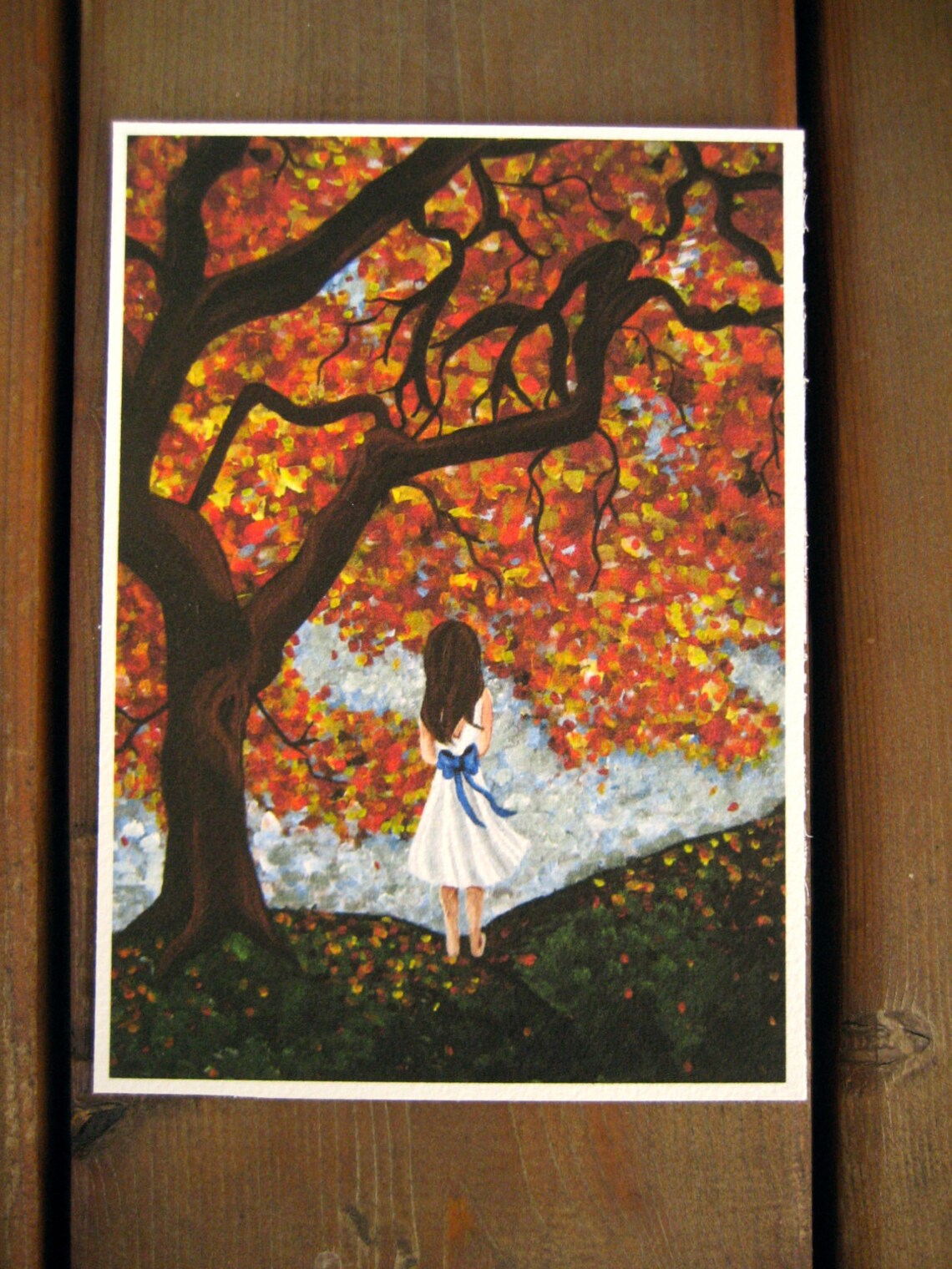 Autumn Tree Little Girl Art Print - Etsy