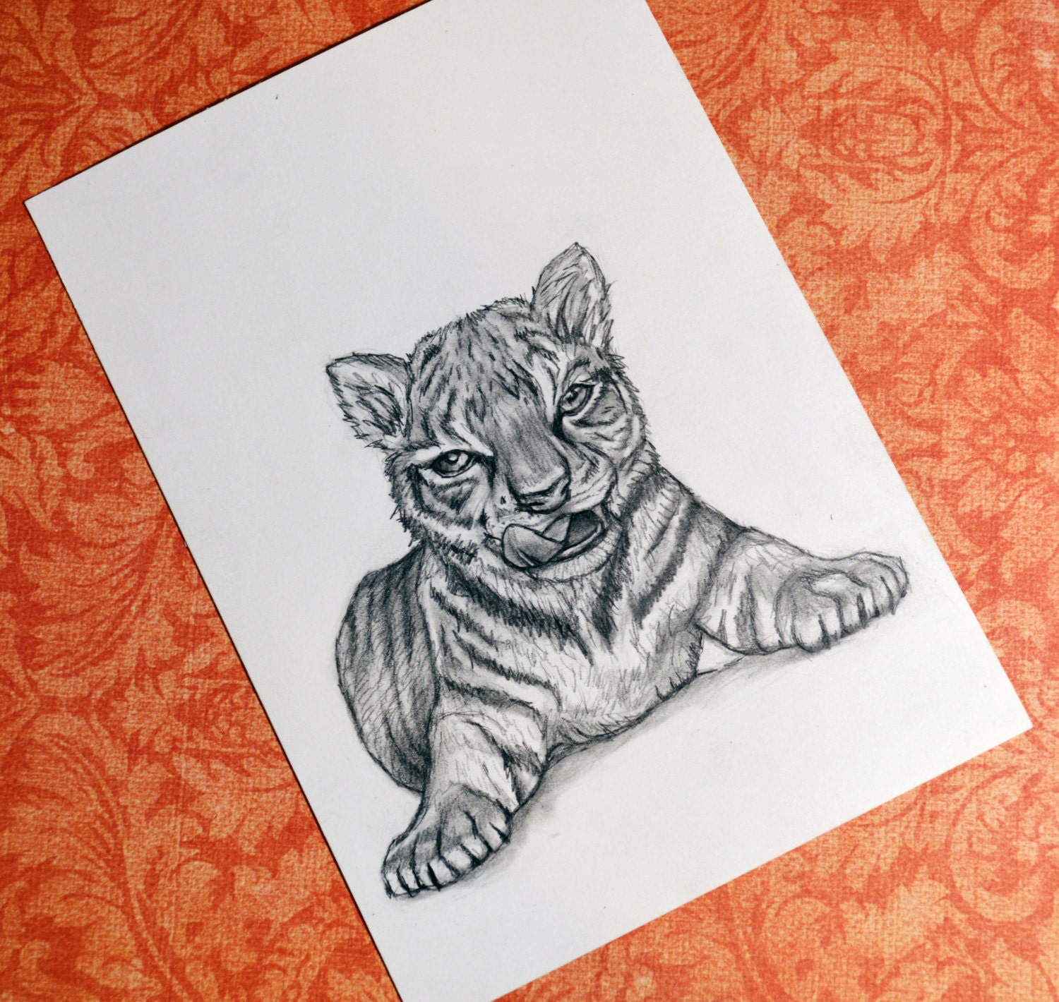 Pencil Illustration Tiger Cub 57 - Etsy