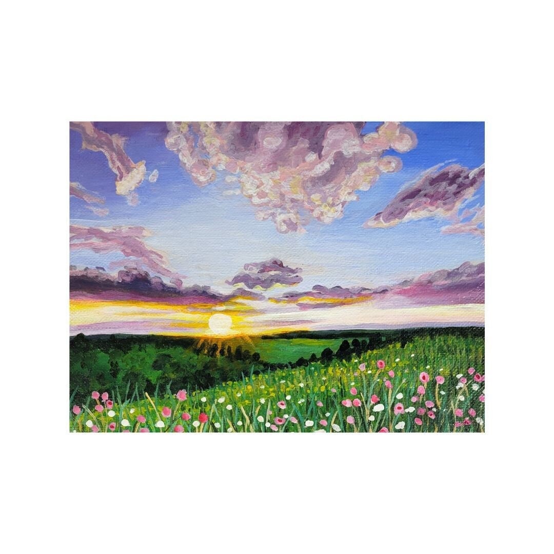 Spring Landscape Sunrise Acrylic Painting Study - 28 - Etsy
