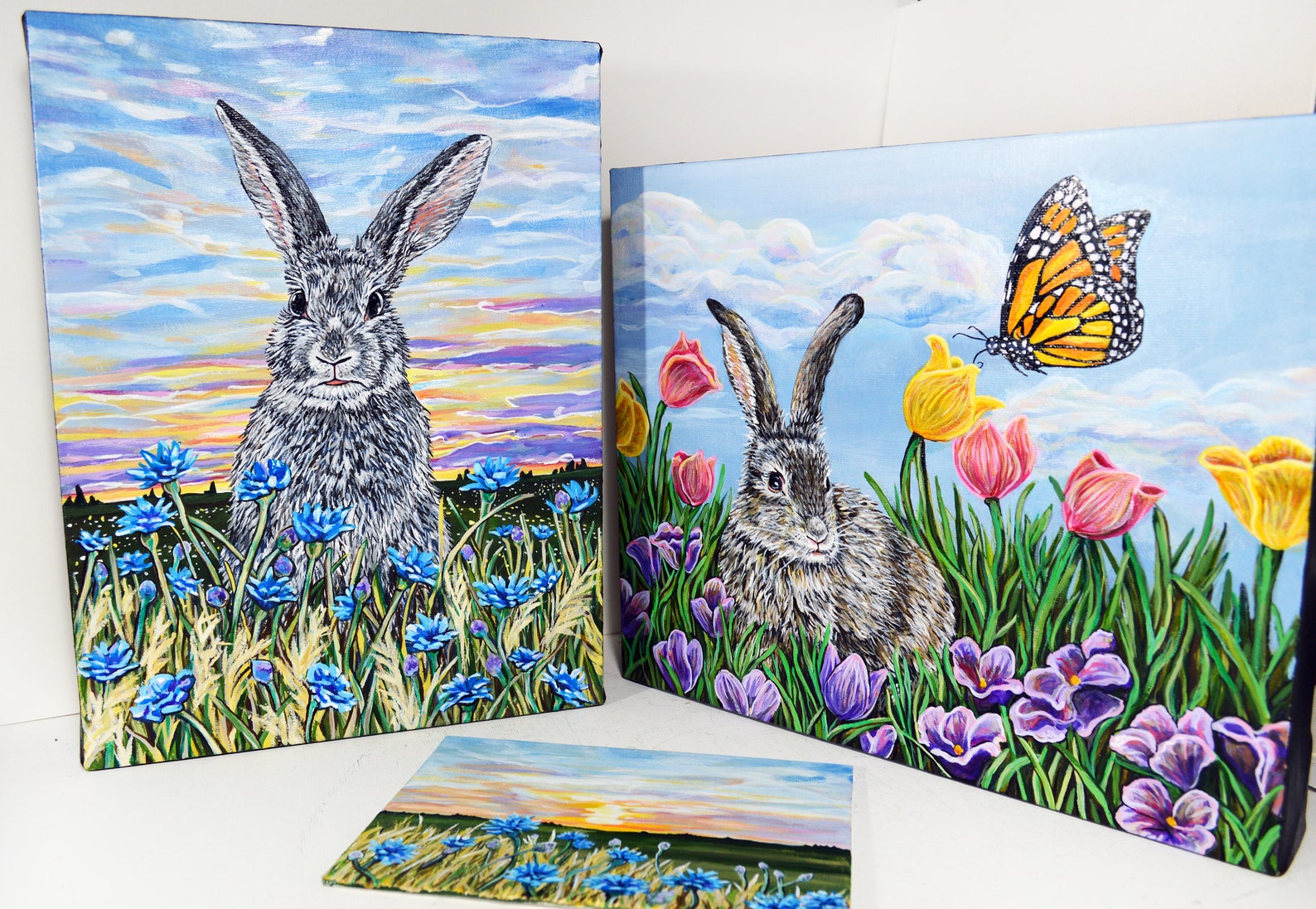 Bunny Rabbit Acrylic Painting Sunrise Bunny - Etsy