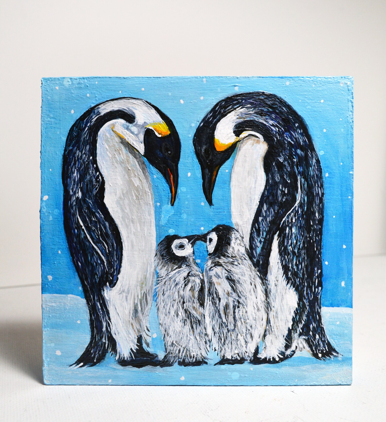 Penguin Original Acrylic Painting Penguin Family - Etsy