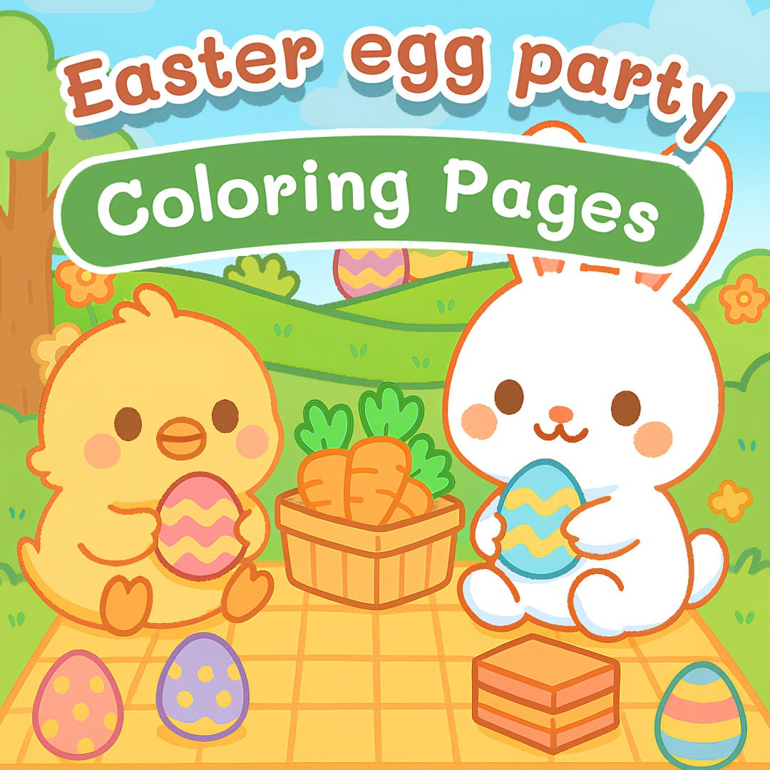 Cozy Easter Egg Party Coloring Pages |25 Printable Coloring Pages ...