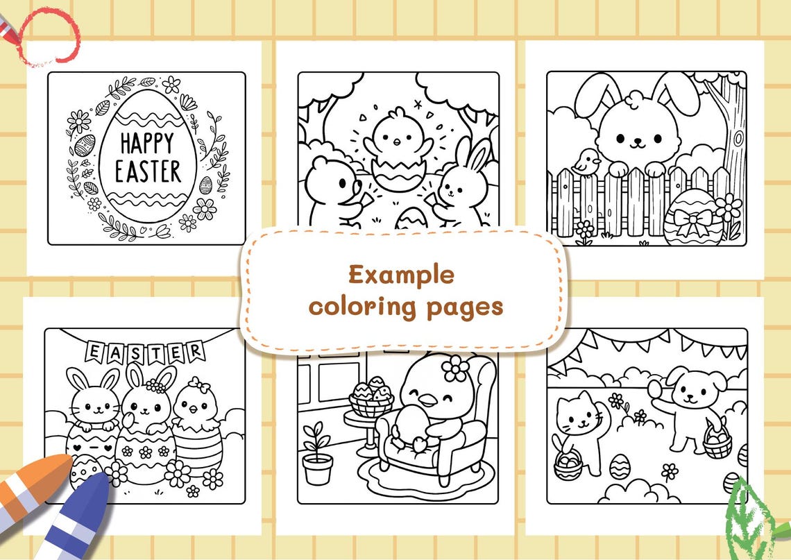 Cozy Easter Egg Party Coloring Pages |25 Printable Coloring Pages ...