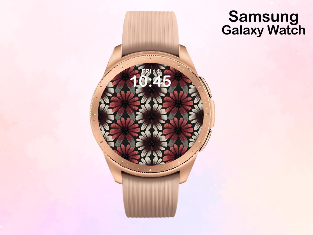Floral Smartwatch Face Red & Cream Flower Watch Background, Samsung ...