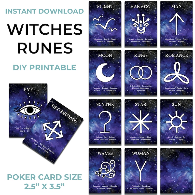 Witches Runes DIY Oracle Deck Instant Download Printable Pdf and Jpg ...