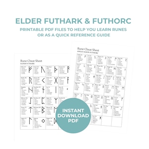 Rune Cheat Sheet Elder Futhark & Anglo Saxon Futhorc - Instant Download ...