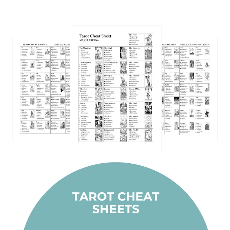 Tarot Cheat Sheet Instant Download Printable PDF Tarot Quick Reference ...