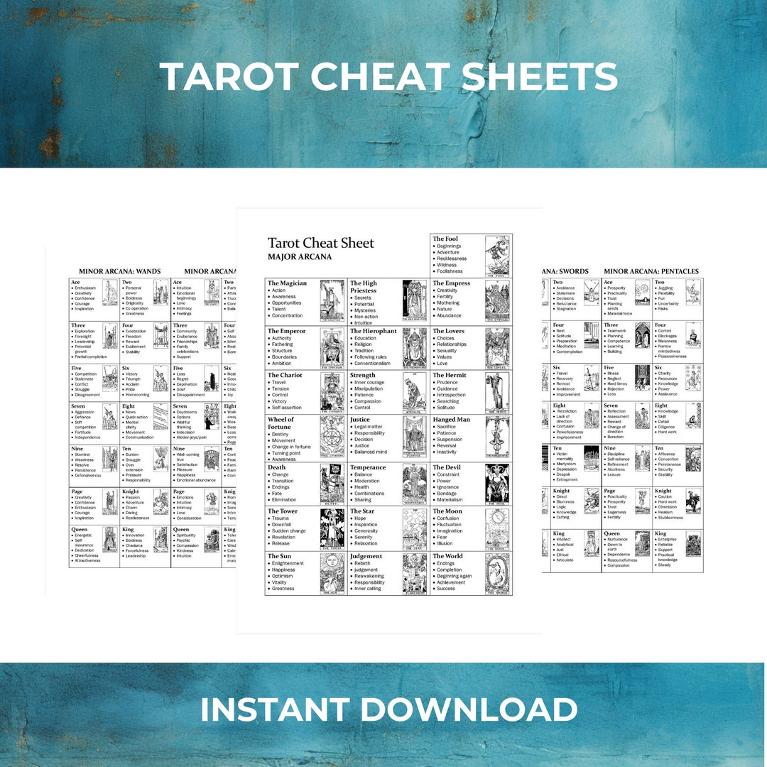 Quick Reference Free Printable Tarot Cheat Sheet Pdf