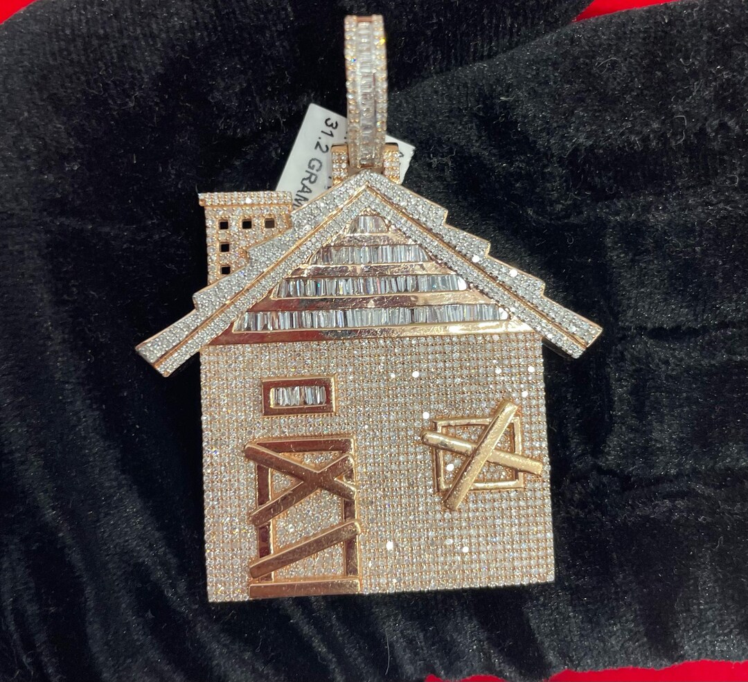 Trap House Pendant-10k Solid Gold & Diamond | RG | 4.48 CTW | 31.2g - Etsy