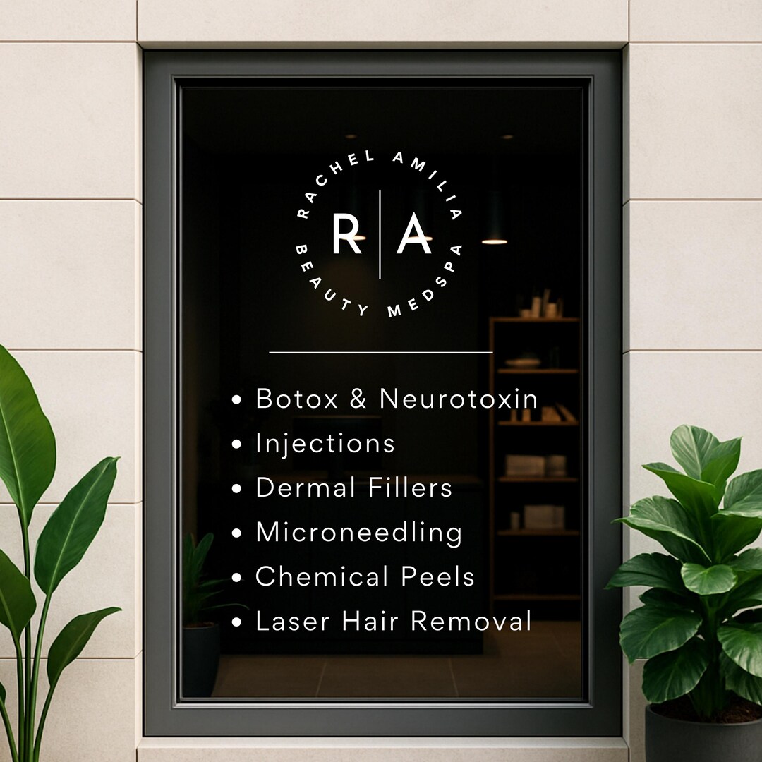 Custom Business Logo Decal With Services List – Vinyl Storefront Window ...