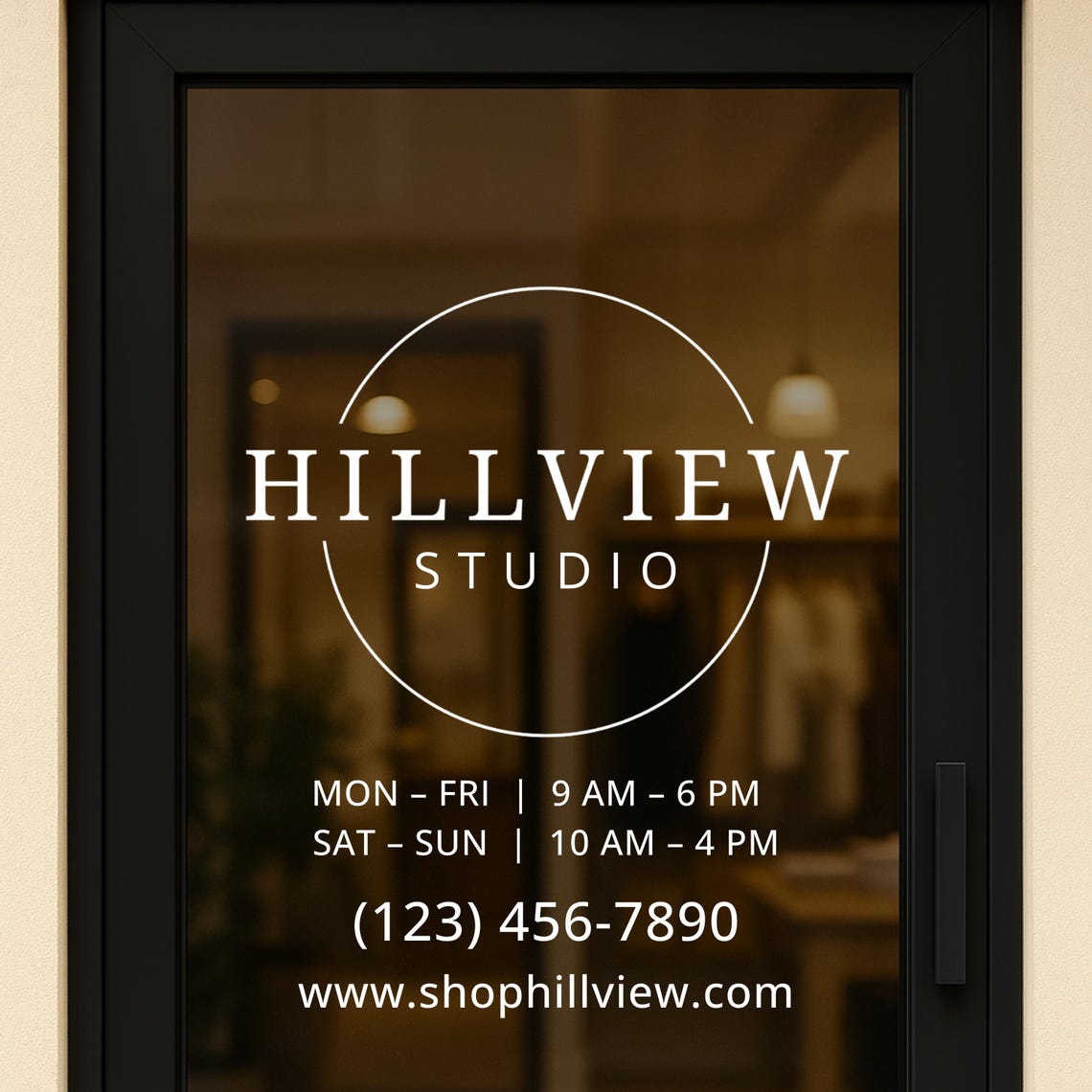 Custom Business Name and Hours Decal – Vinyl Storefront Window Sign ...