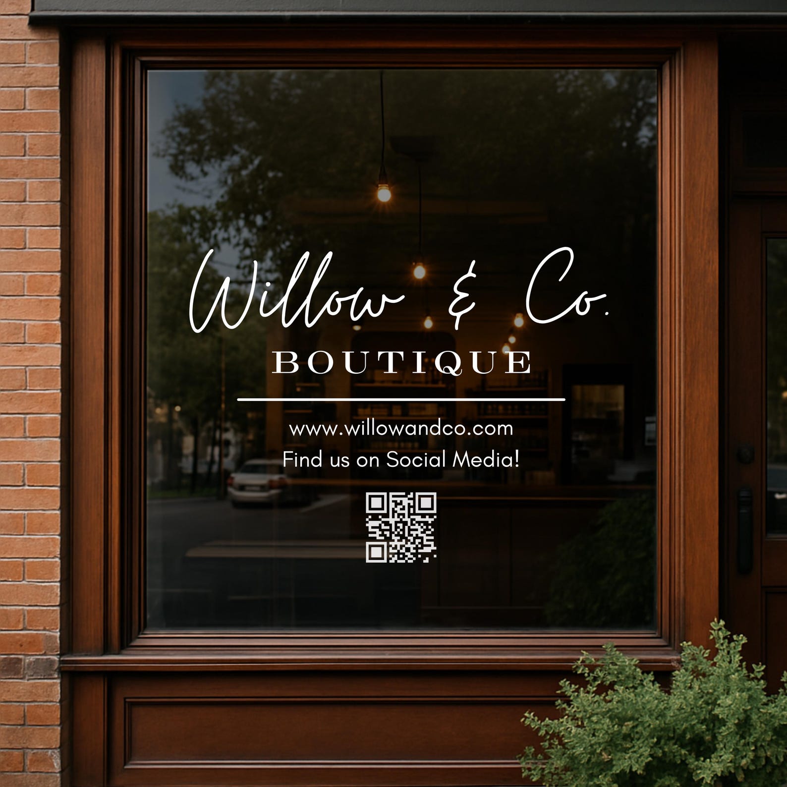 Custom Business Info Decal With QR Code – Storefront Window Sign With ...