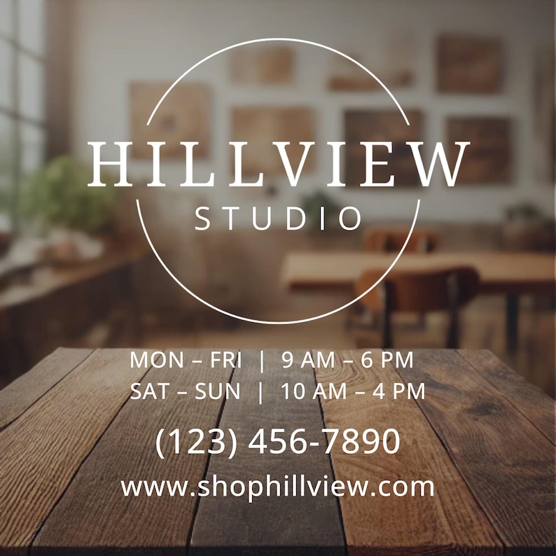 Custom Business Name and Hours Decal – Vinyl Storefront Window Sign ...