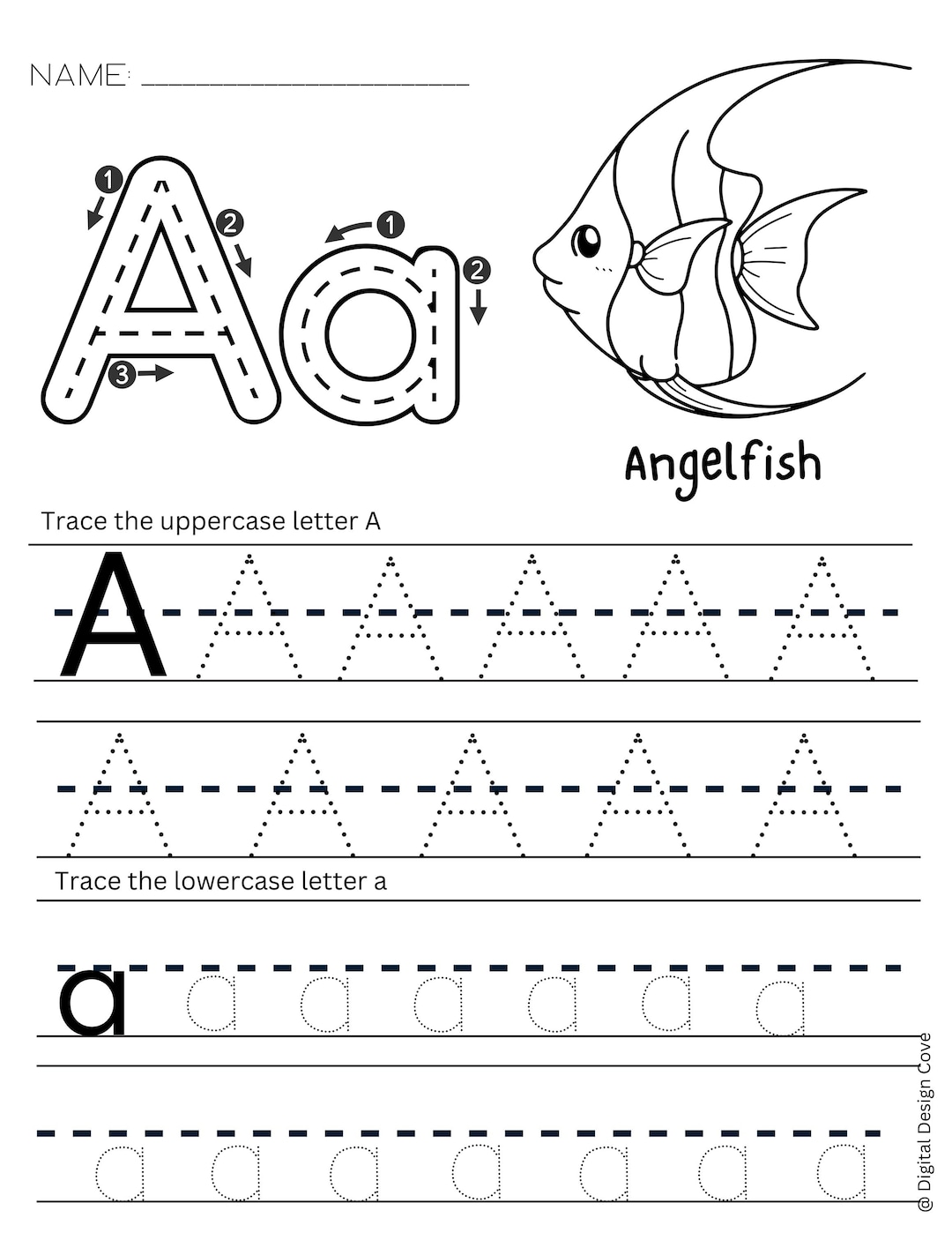 OCEAN Traceable Letters Worksheets (A,B,C) - Etsy