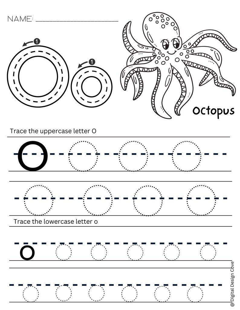 OCEAN Traceable Letters Worksheets (M,N,O) - Etsy