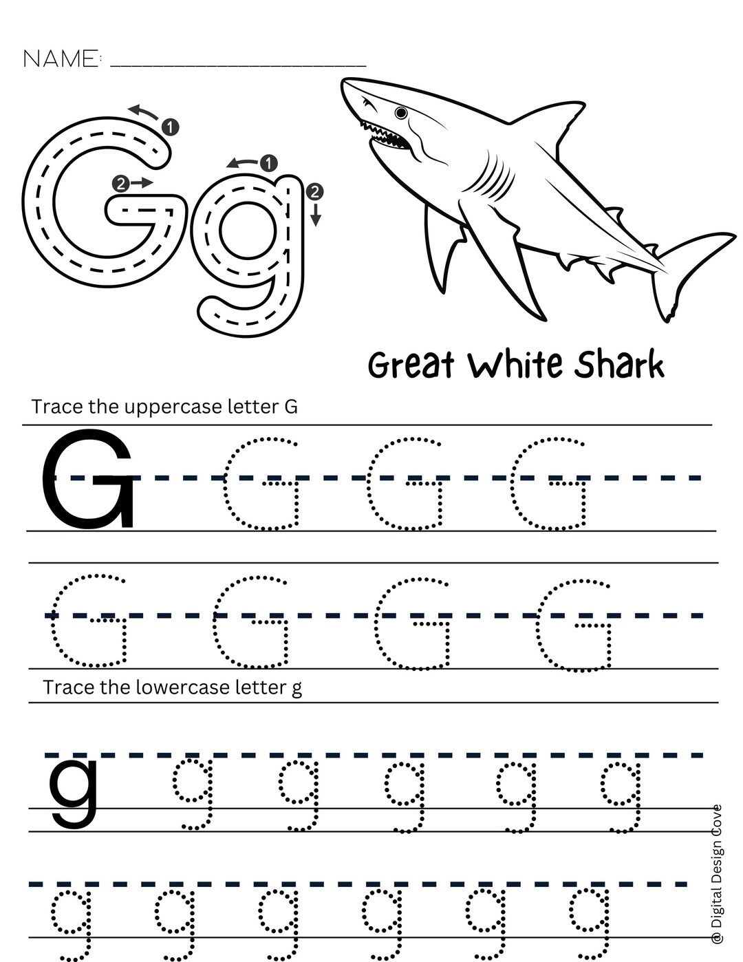 OCEAN Traceable Letters Worksheets (G,H,I) - Etsy