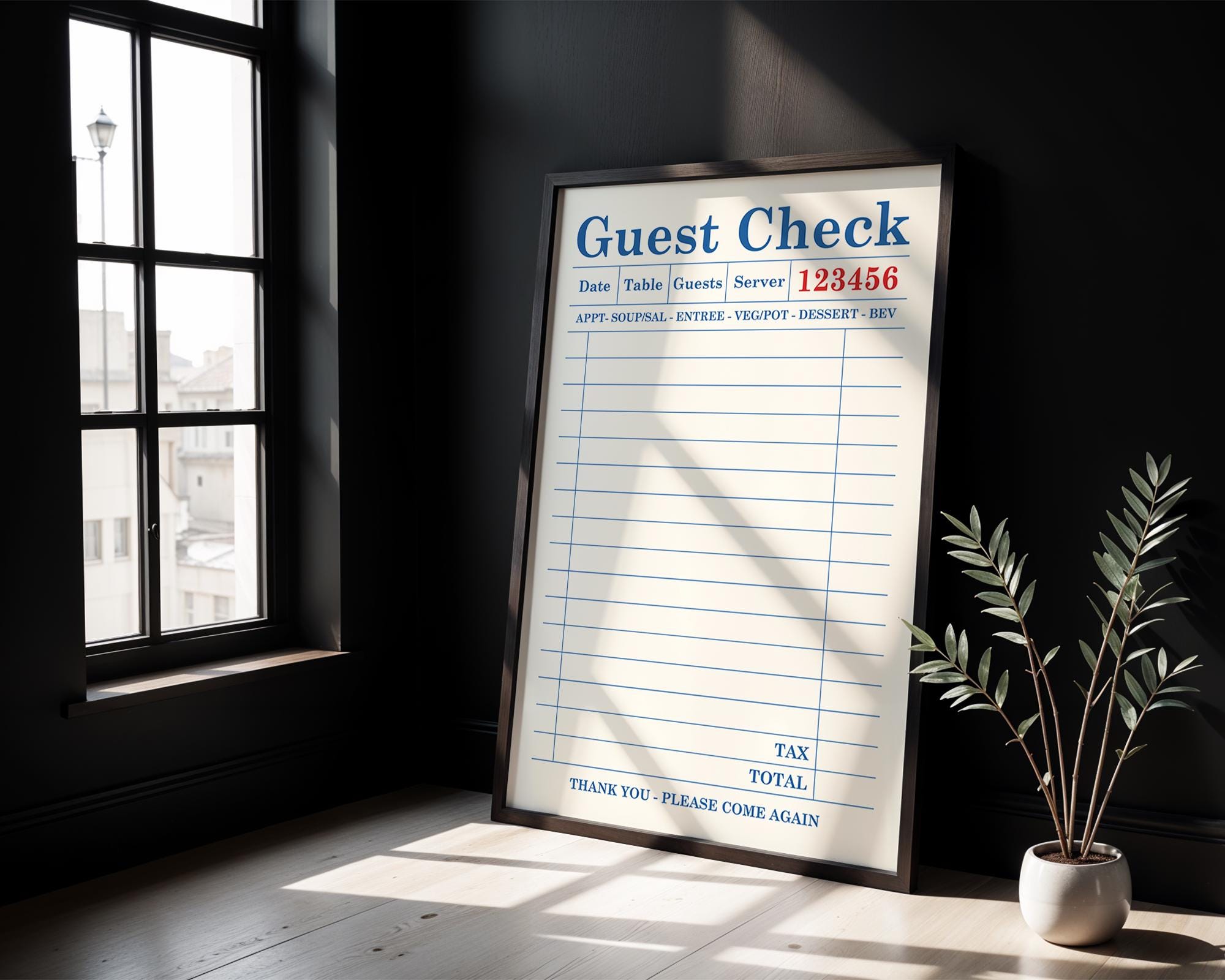 Blank Guest Check Art Print, Trendy Wall Art, Guest Check Print ...