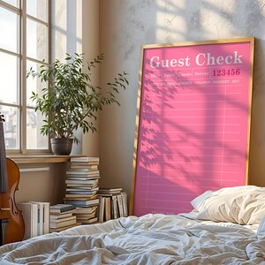 Pink Blank Guest Check Art Print, Trendy Wall Art, Guest Check Print ...