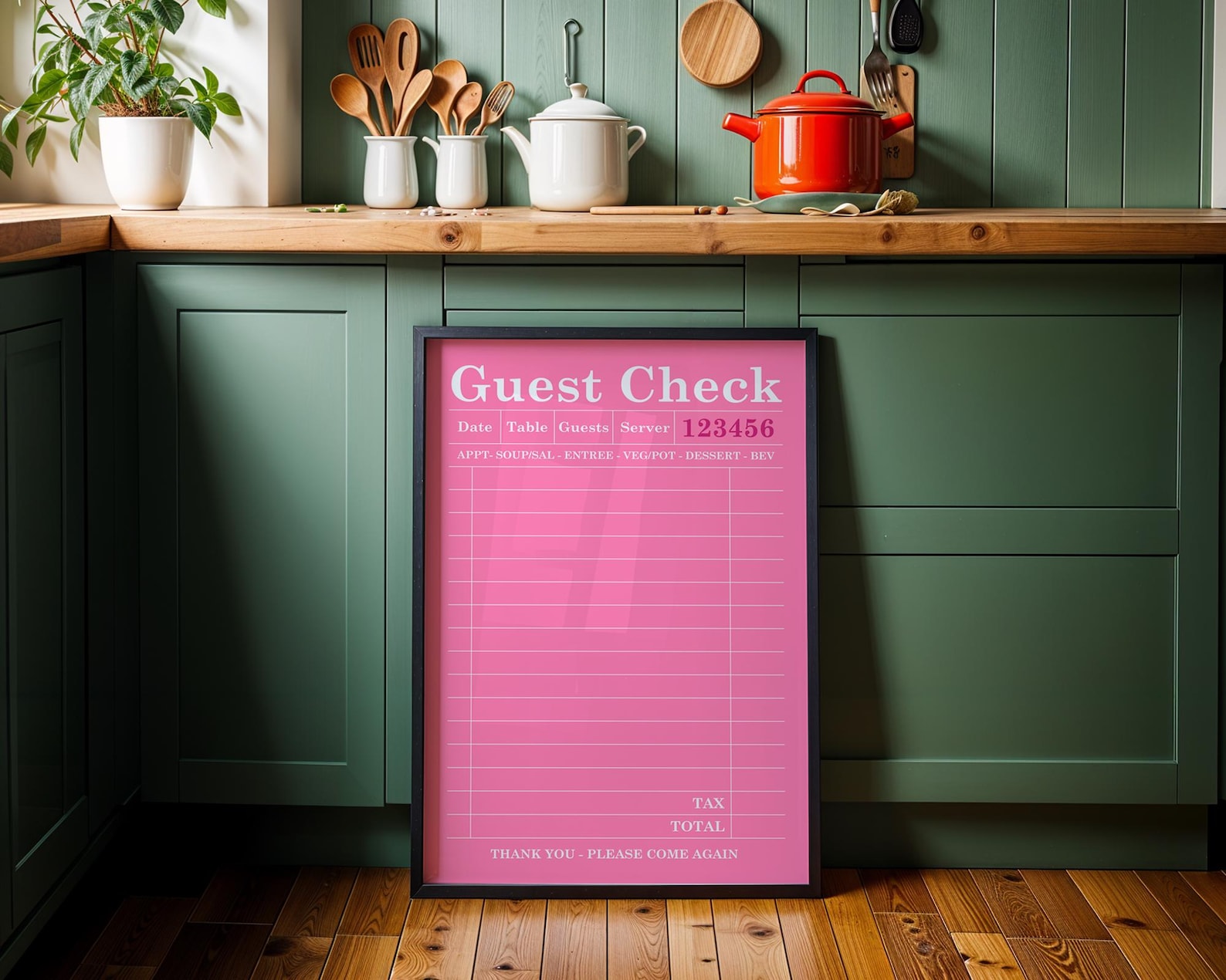 Pink Blank Guest Check Art Print, Trendy Wall Art, Guest Check Print ...