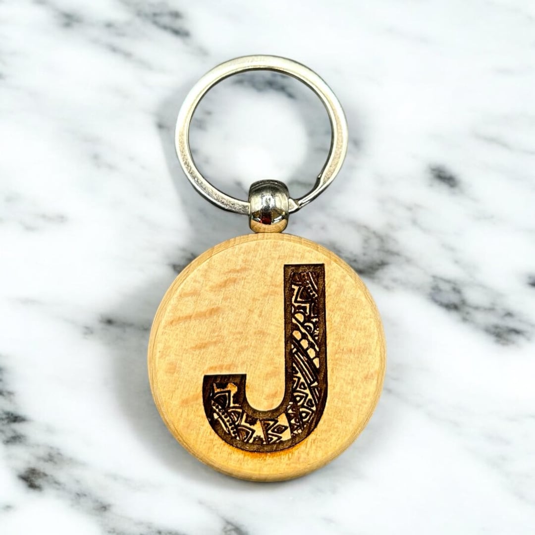 Letter J Keychain - Etsy