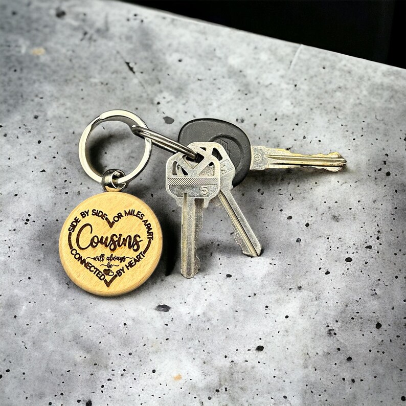 Cousins Keychain: Engraved Wooden Gift - Etsy