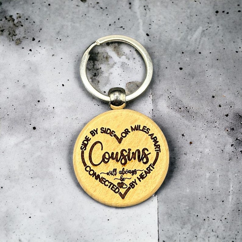Cousins Keychain: Engraved Wooden Gift - Etsy