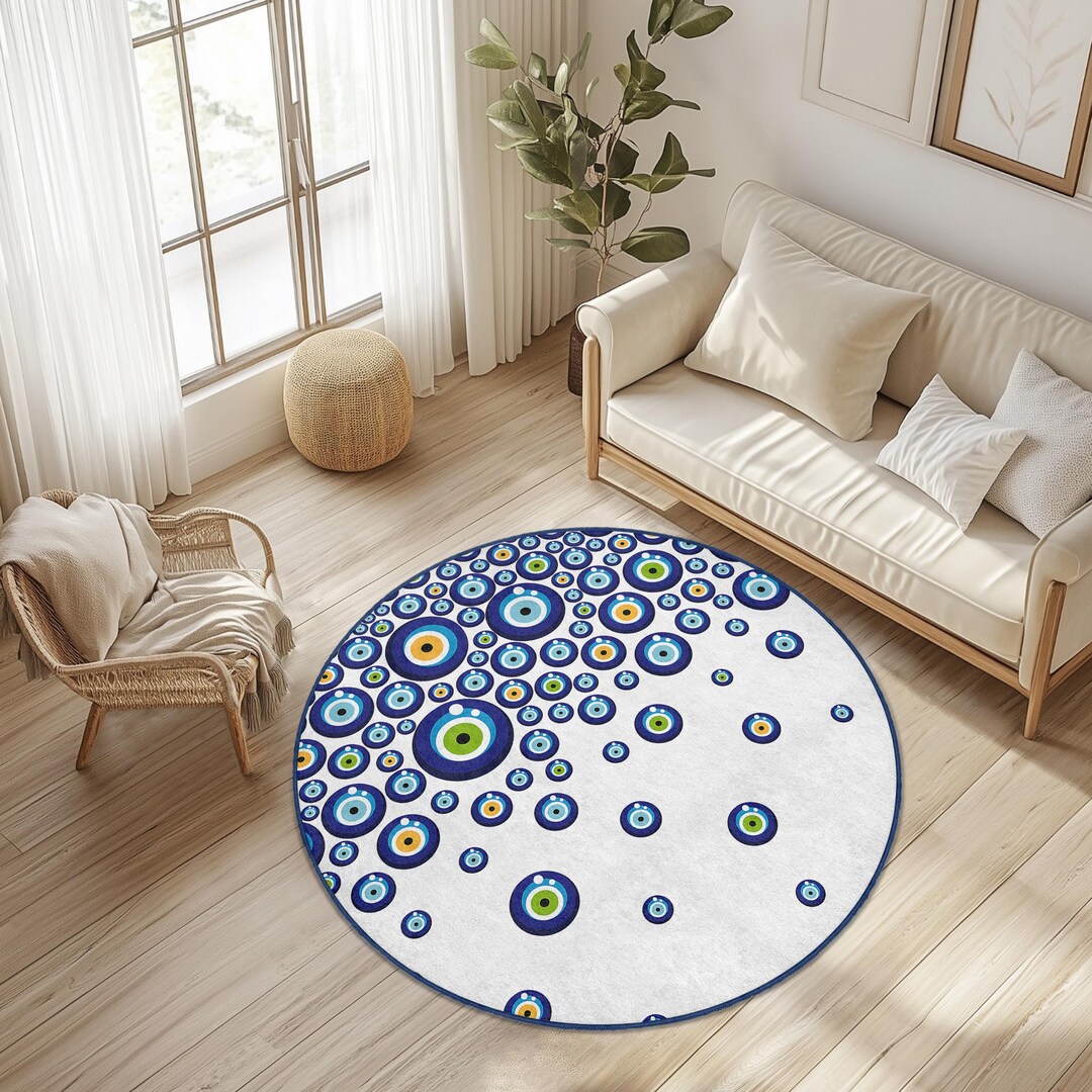 Evil Eye Pattern Round Area Rug | Stylish Living Room Decor | Unique ...