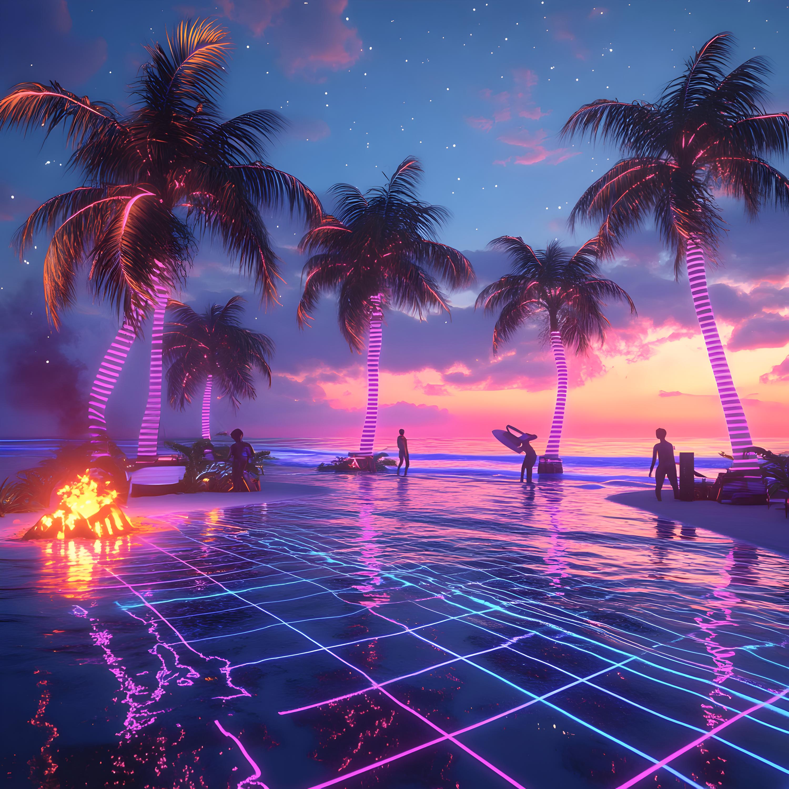 80s Synthwave Beach Party - Etsy