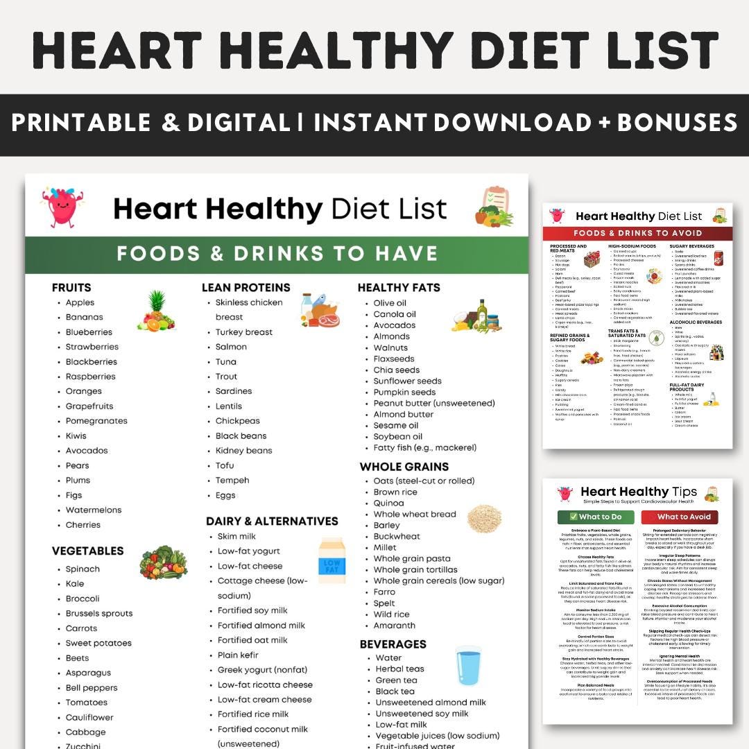 Heart Healthy Diet Food List, DASH Diet Food List, Healthy Diet Guide ...