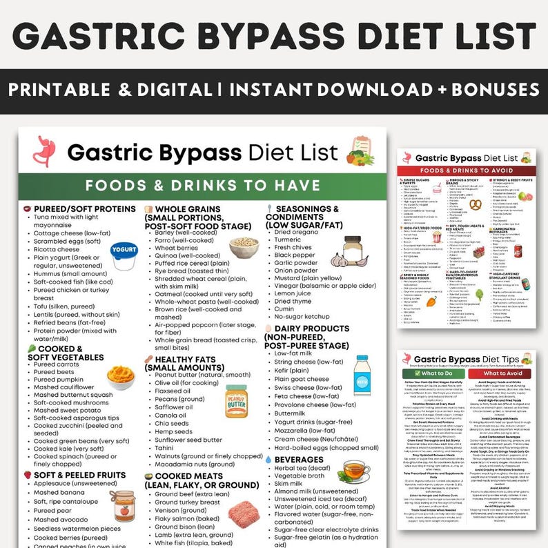 Gastric Bypass Diet Food List Printable, Bariatric Diet Surgery Eat ...