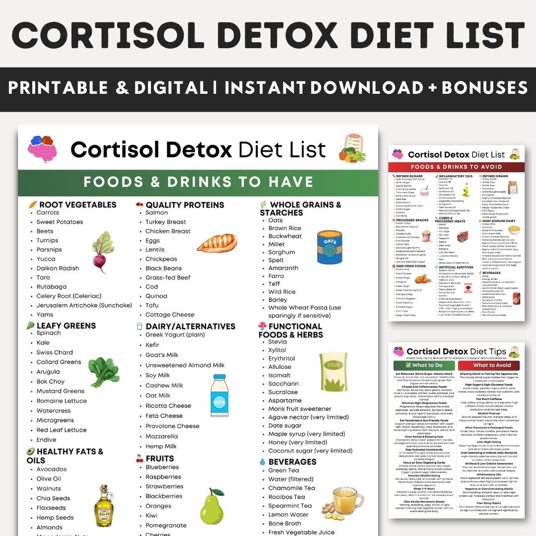 Cortisol Detox Diet Food List Printable, Foods to Lower Cortisol ...