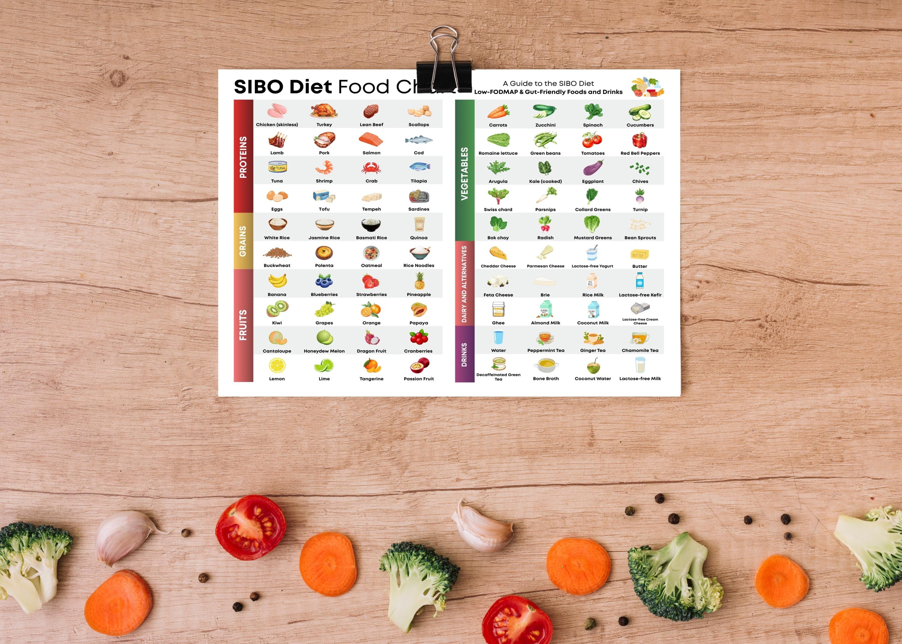SIBO Diet Food Chart, Low FODCAP Diet Liste, IBS Meal Guide, Blähungen ...