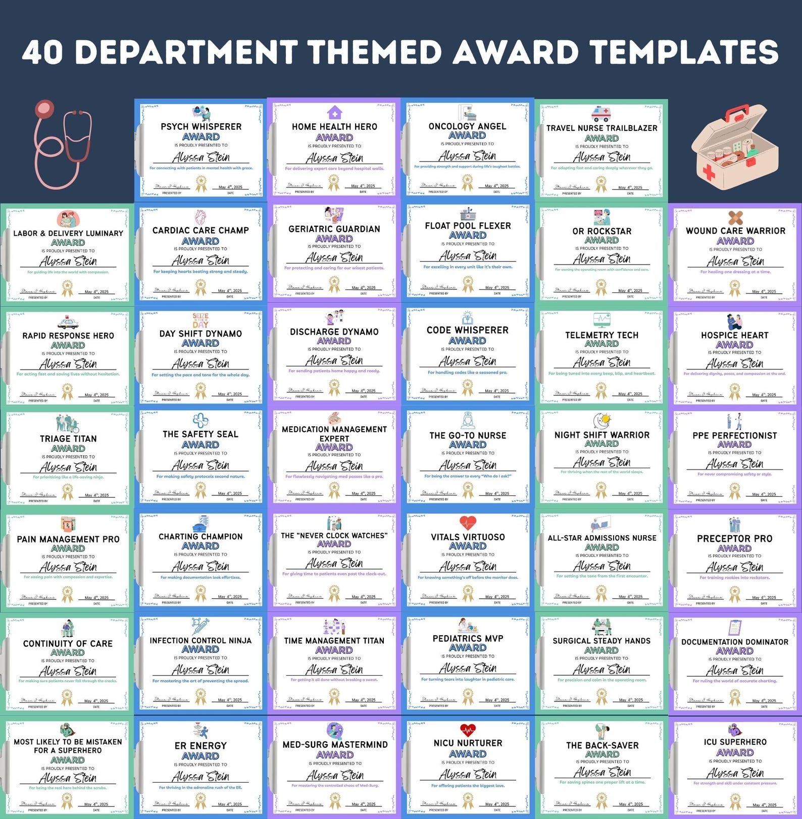 Editable Nurse Superlatives Award Certificates, Nursing Awards Funny ...