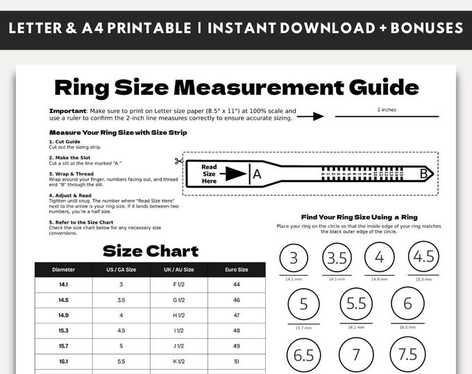 Printable Ring Size Chart, Ring Sizer Tool, Find Your Ring Size ...